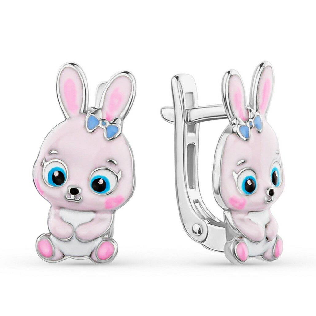 Серьги, серебро, 925 проба, эмаль