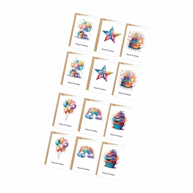 12 листов, поздравительная открытка для щенка с мультяшными каракулями-S806