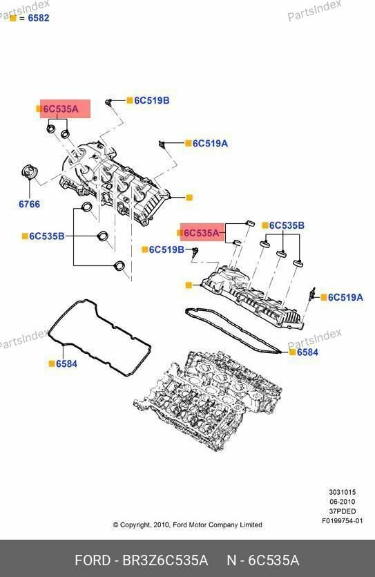 Уплотнительное кольцо клапанной крышки / FORD Expl, FORD BR3Z6C535A