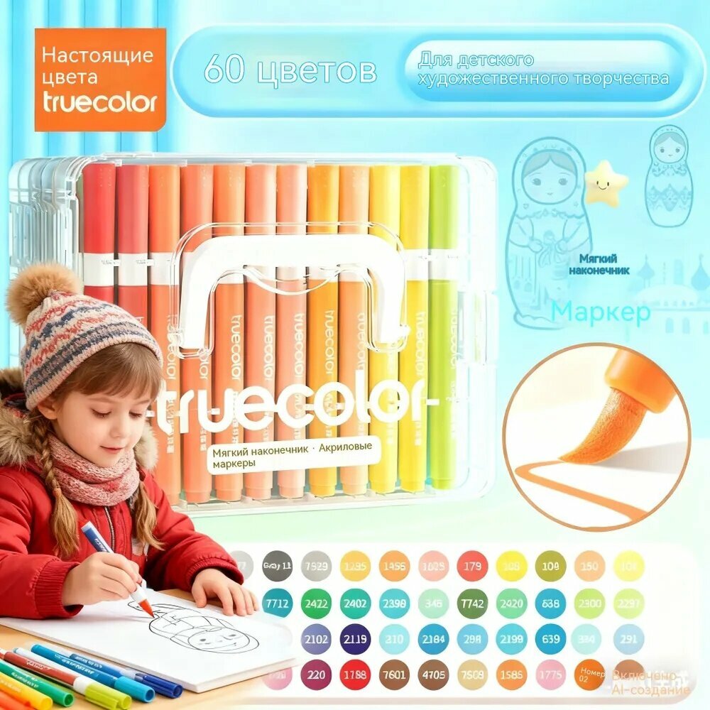 Набор маркеров Акриловый, 60 шт. для граффити, для декорирования