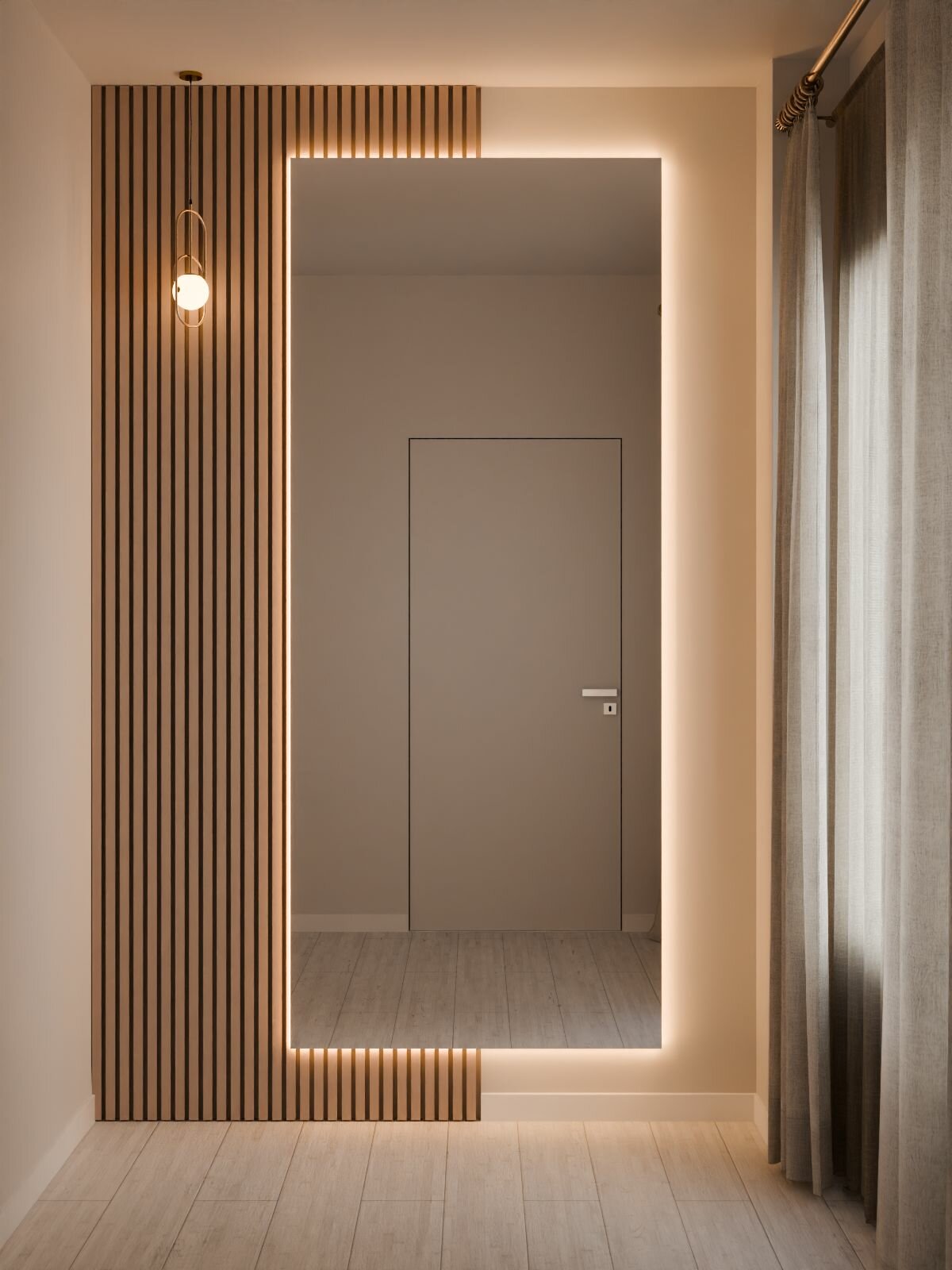 Зеркало 240х100 см CLOUD MIRROR настенное без рамы интерьерное настенное с подсветкой Свет: Теплый белый 3000К