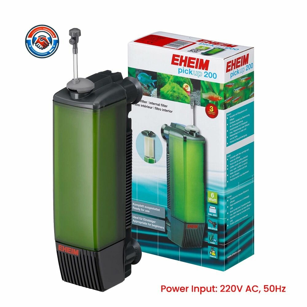 Внутренний аквариумный фильтр EHEIM pickup 200, регулируемый поток, картридж в комплекте, для аквариумов 100 200 л, легкая чистка, энергосбережение 6 Вт