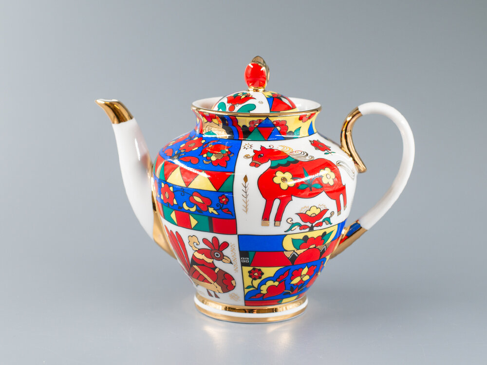 Чайник заварочный "Народные узоры" форма Весенняя, 800 мл, фарфор, Императорский фарфоровый завод