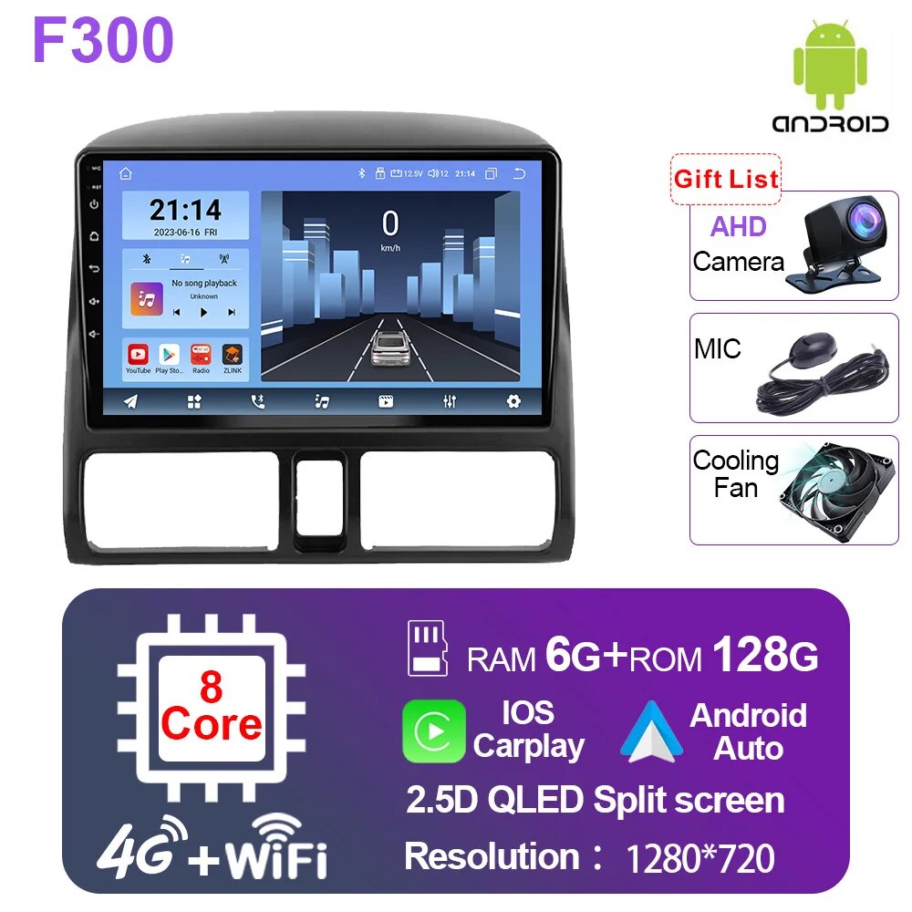 7862 2K Android 14 Carplay Авто Стерео для Honda CR-V CRV 2 2001-2006 8581 6-128G Carplay