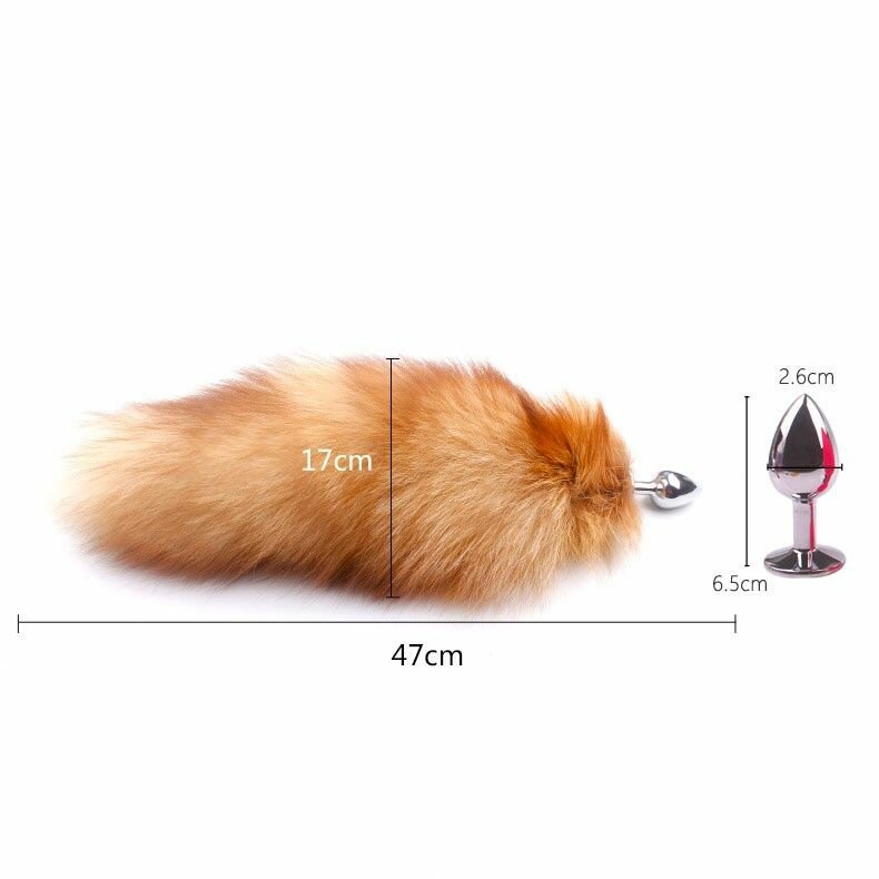 Анальная пробка с хвостом из натурального меха лисицы для ролевой игры