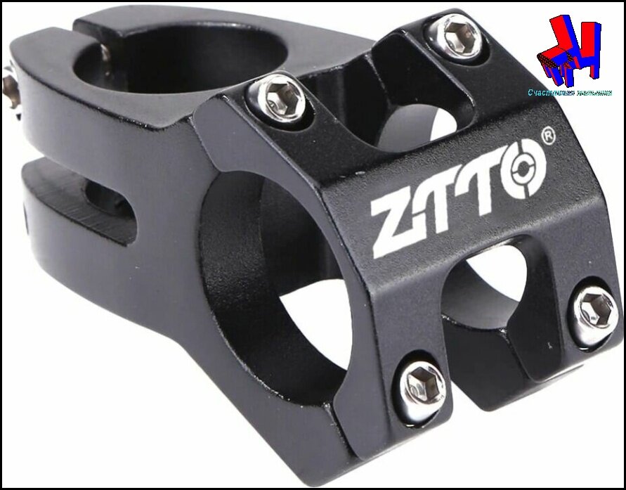 Вынос руля, длина 45 мм подъем (0°), диаметр 31,8, черный, Велосипедный полый стояк