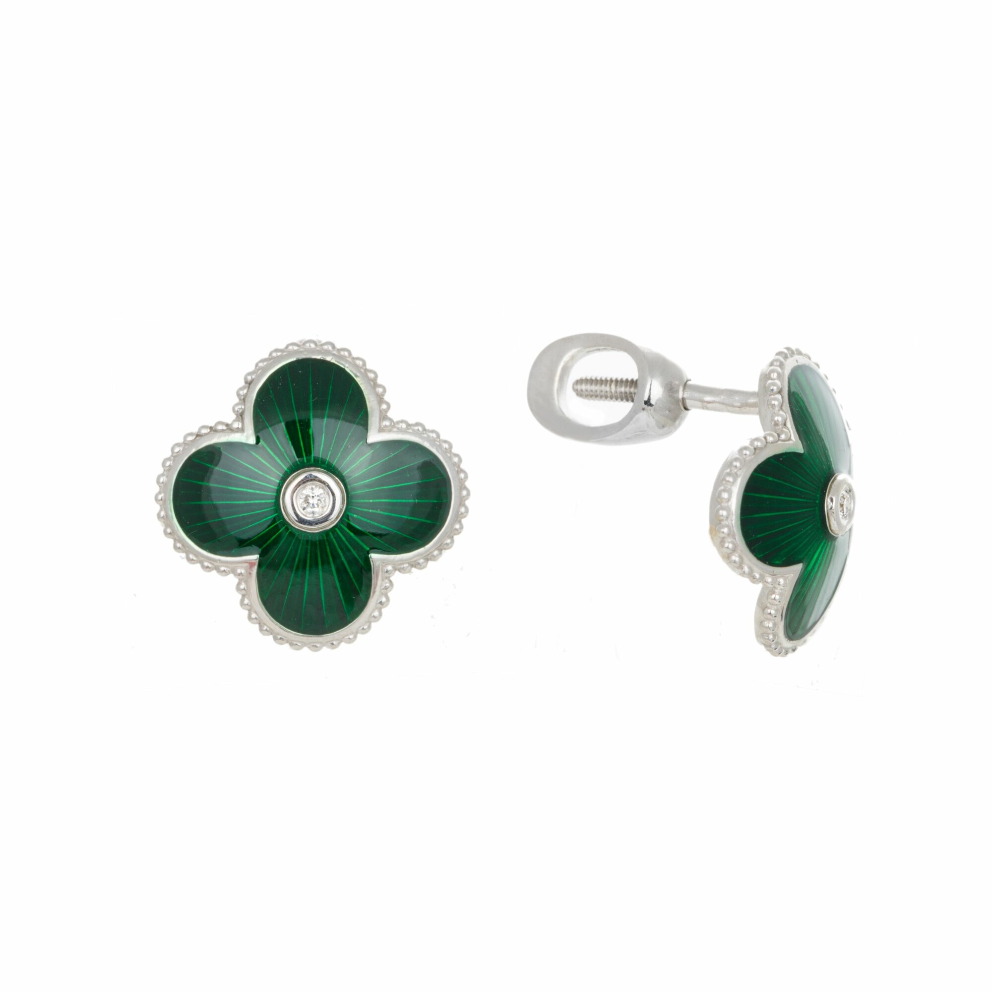 Серьги пусеты, серебро, 925 проба, бриллиант