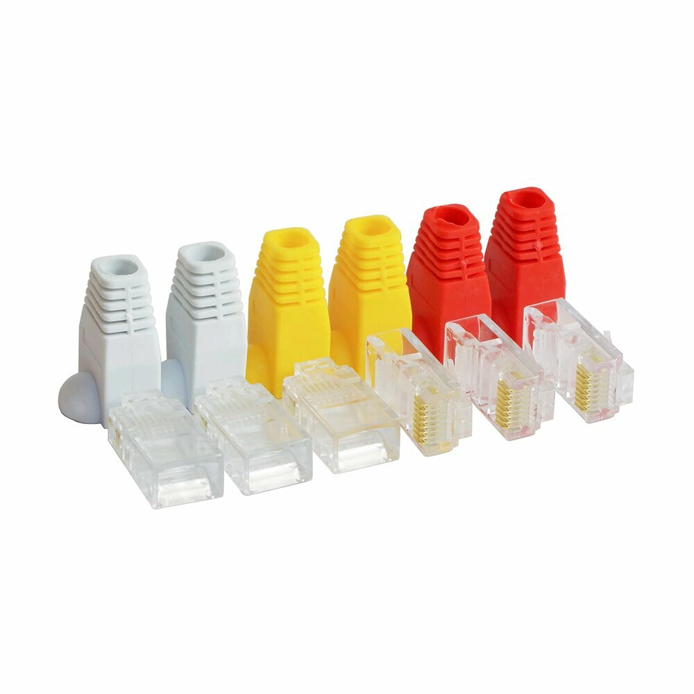 Штекерный коннектор DORI RJ45 8Р8С с колпачками, 6 + 6 штук