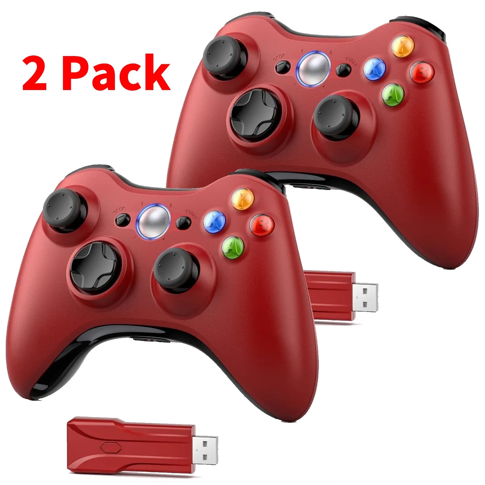 Беспроводной геймпад Bonadget для Xbox 360/PC 2pcs Red