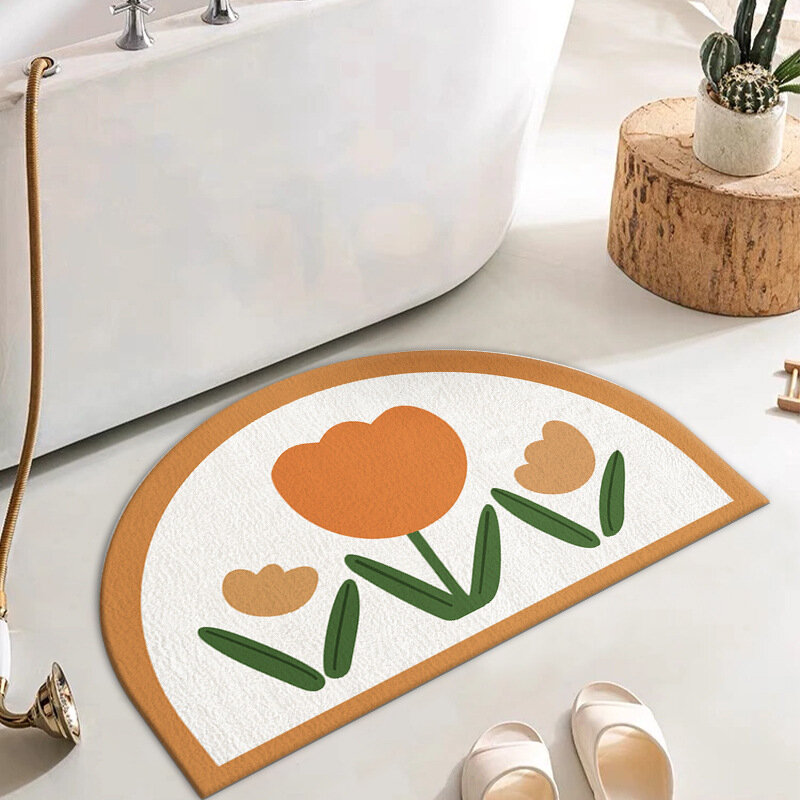 Ins Свежий стильный напольный коврик с подсолнухом Полукруглый простой ковер из искусственного кашемира для дома,