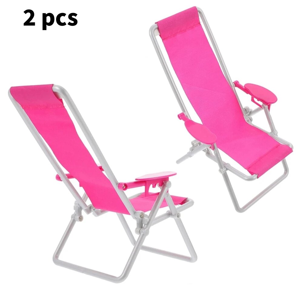 Кукольный домик, летние пляжные вечерние шезлонги для кукол 11,81 дюйма, складные шезлонги, аксессуары для кукольного дома, украшение мебели