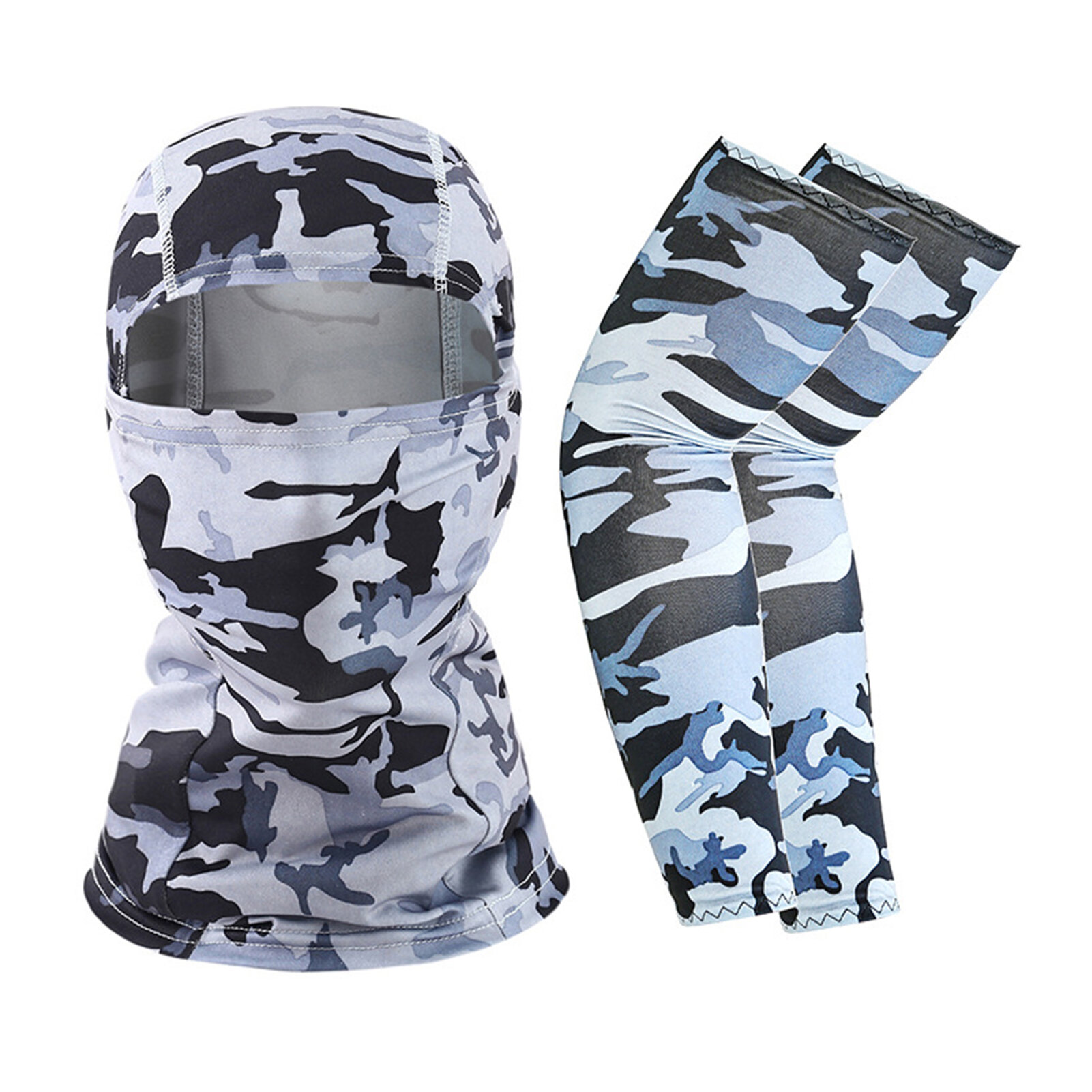 Набор для защиты лица и рукавов для рук Summer для женщин и мужчин: Прозрачный для дыхания защитный маскировочный материал, солнцезащитные длинные рукава для кемпинга, велосипедного спорта, бега, альпинизма, рыбалки. Цвета: Черный, Белый, Серый,