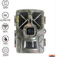 WiFi камера для охоты 36MP 4K с датчиком движения, без свечения ночного видения, камера для наблюдения за дикой природой, камера для охраны фермы, 940нм инфракрасные светодиоды, 98 футов дальность ночного видения, 0.2с скорость триггера, 120° угол
