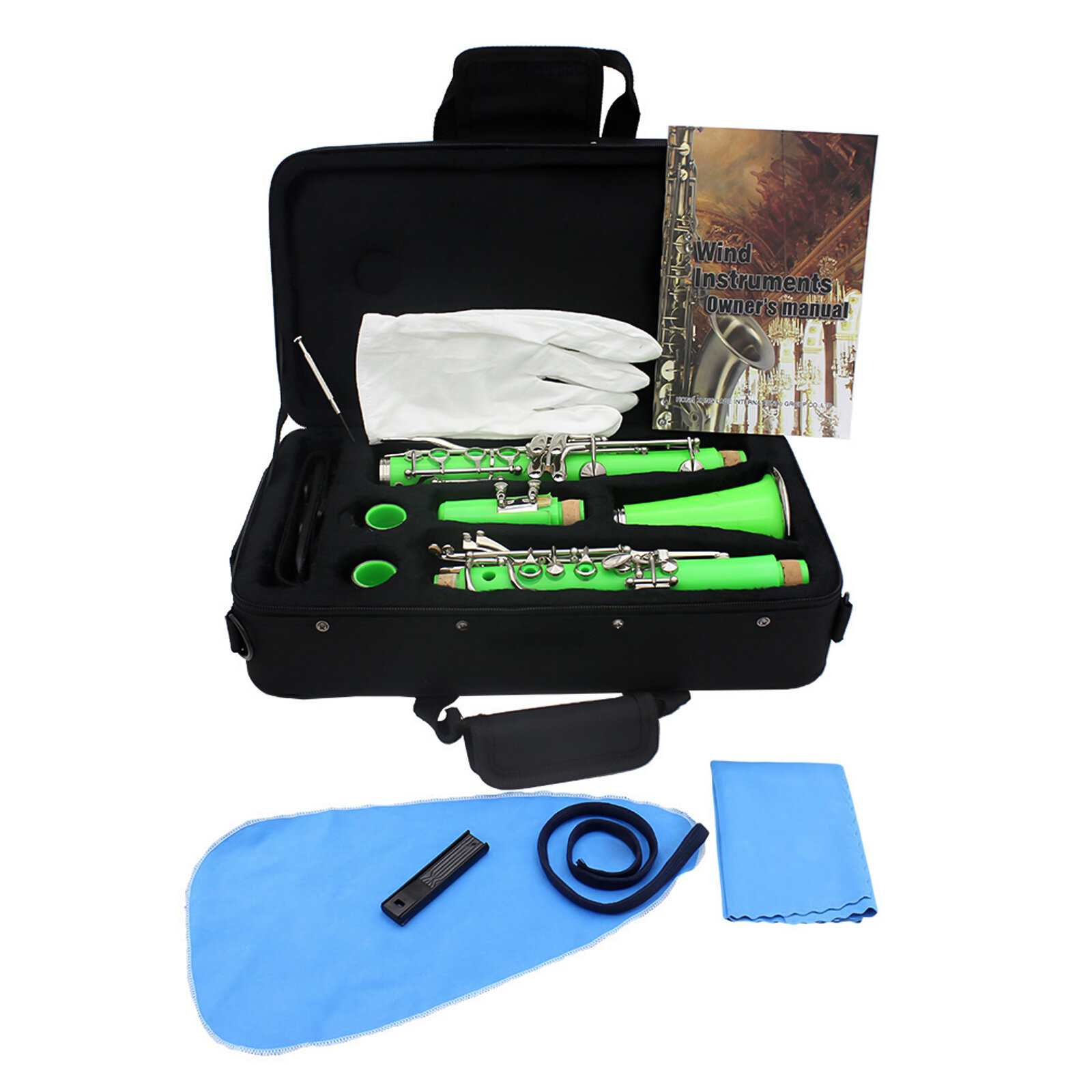 Кларнет ABS 17 клавиш бB Сопрано с полотенцем для очистки, перчатками, 10 реeds, отверткой, футляром для реeds Духовой инструмент Цвета: Синий / Темно-синий / Красный / Фиолетовый / Зеленый / Черный / Белый / Розовый
