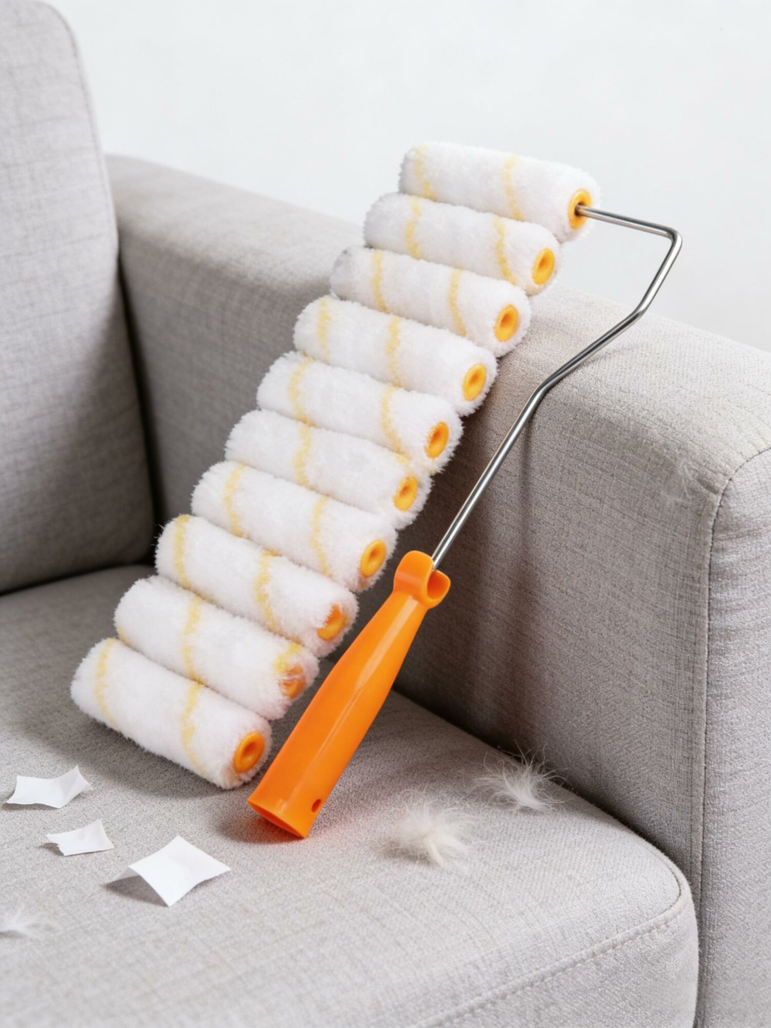 Валики малярные набор 10 шт + ручка, полиэстер, 10 см, для стен и ремонта