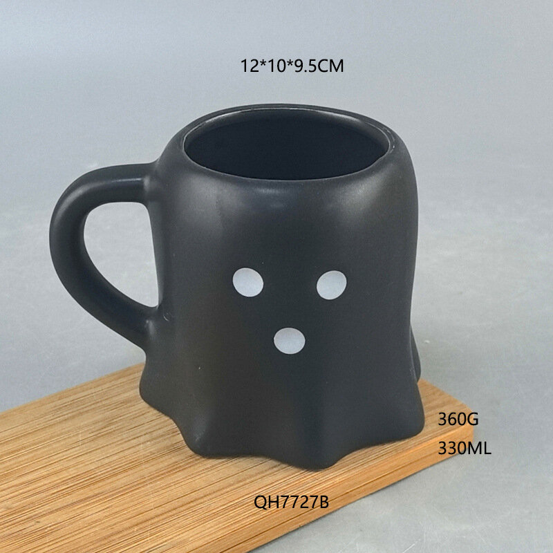 Милая керамическая кружка в виде привидения, расписанная вручную, украшение для вечеринки на Хэллоуин, оригинальная кружка для воды.