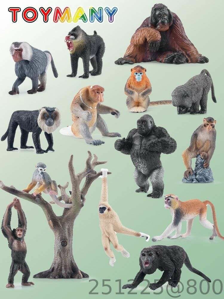 Toymany набор фигурок животных, игровой набор для приматов, 15шт, Обезьяны и человекообразные обезьяны, коллекционные игрушки