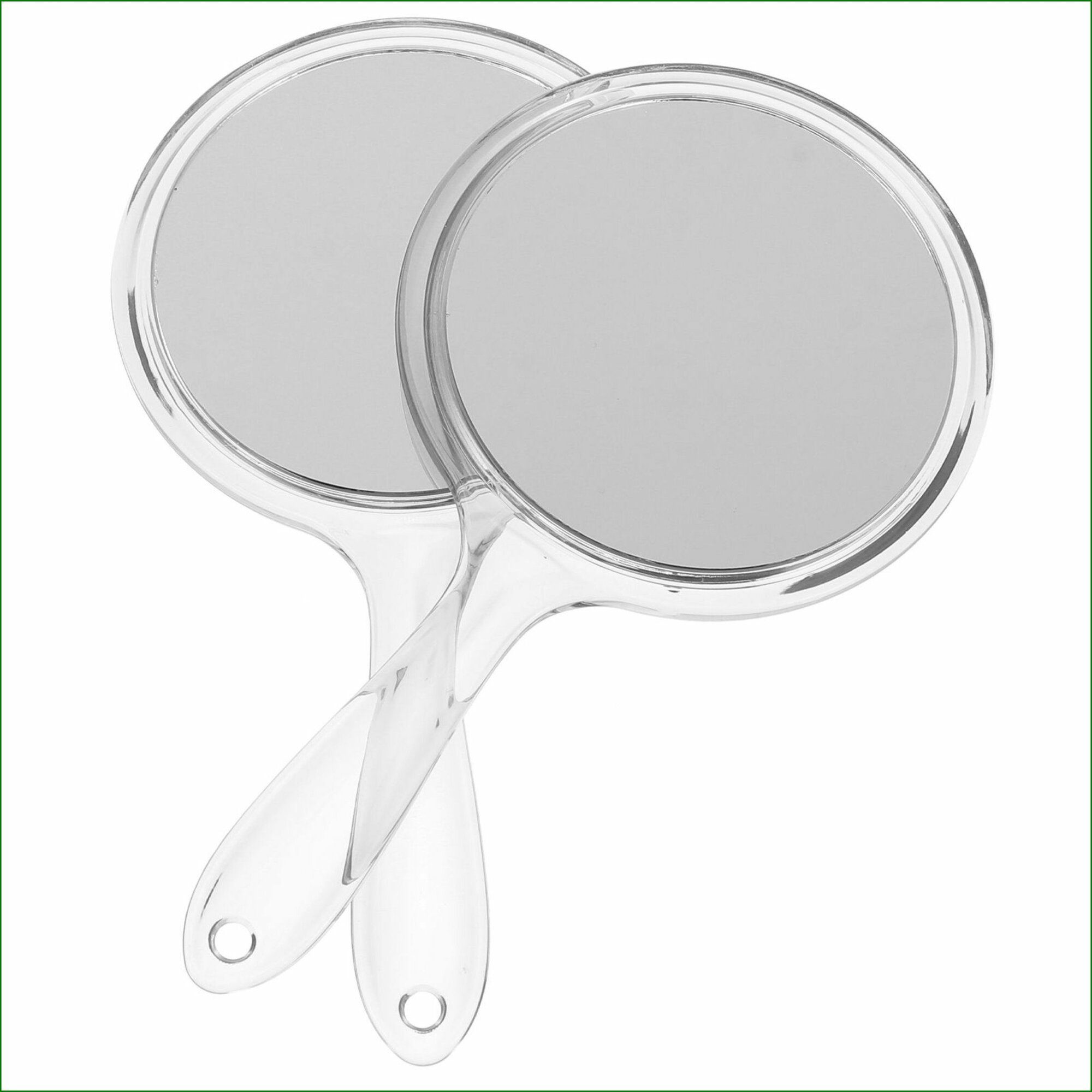 Две Двусторонние Ручные Зеркала С Увеличением И Ручкой, Белый Пластик, 2 Шт