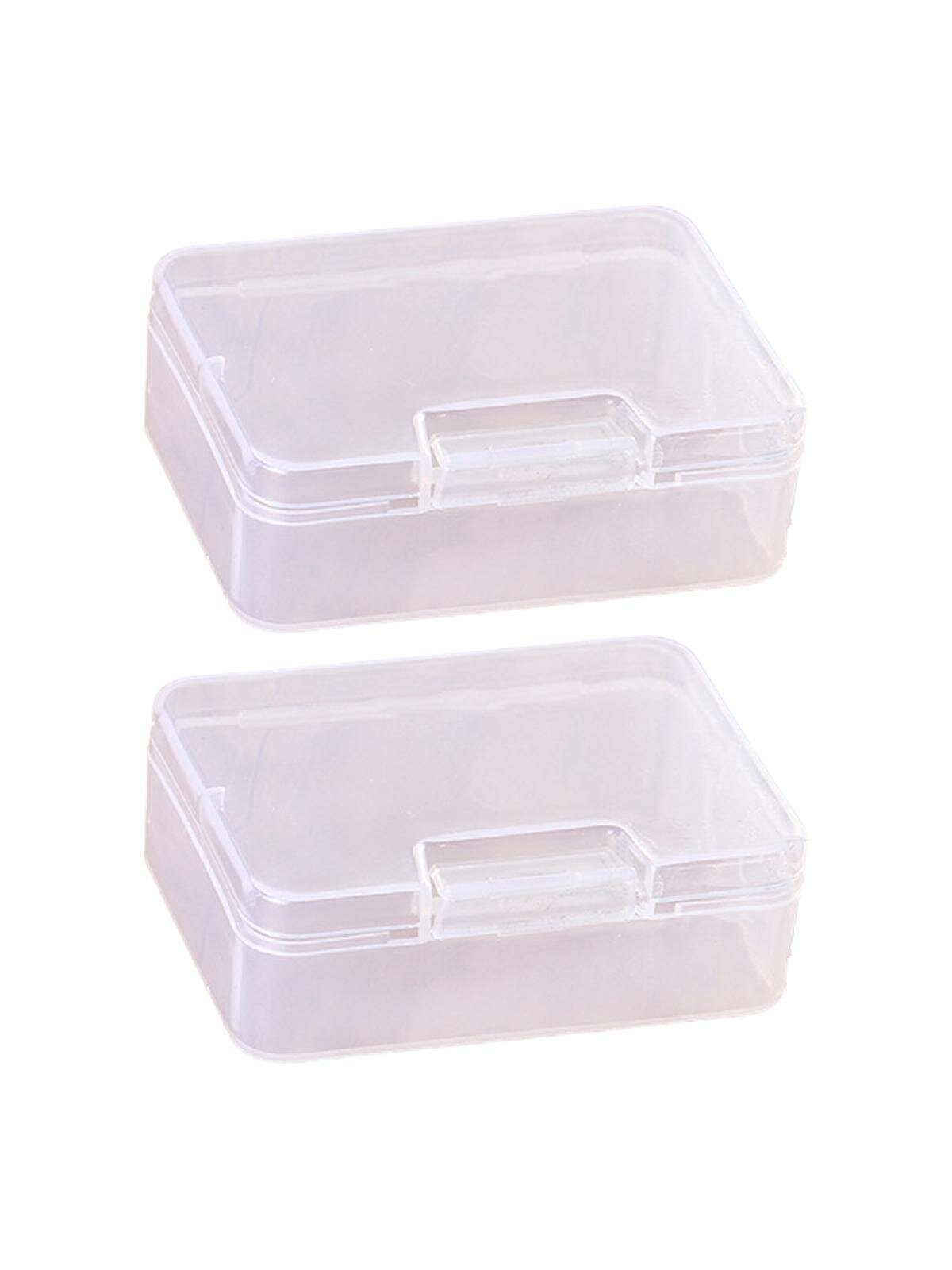 2шт миниатюрных пластиковых футляров для хранения бусин, таблеток, сережек, деталей часов