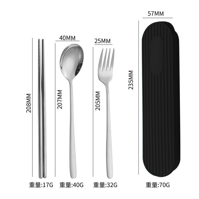 Корейский портативный набор посуды 304, набор палочек для еды, студенческая уличная посуда из нержавеющей стали, набор