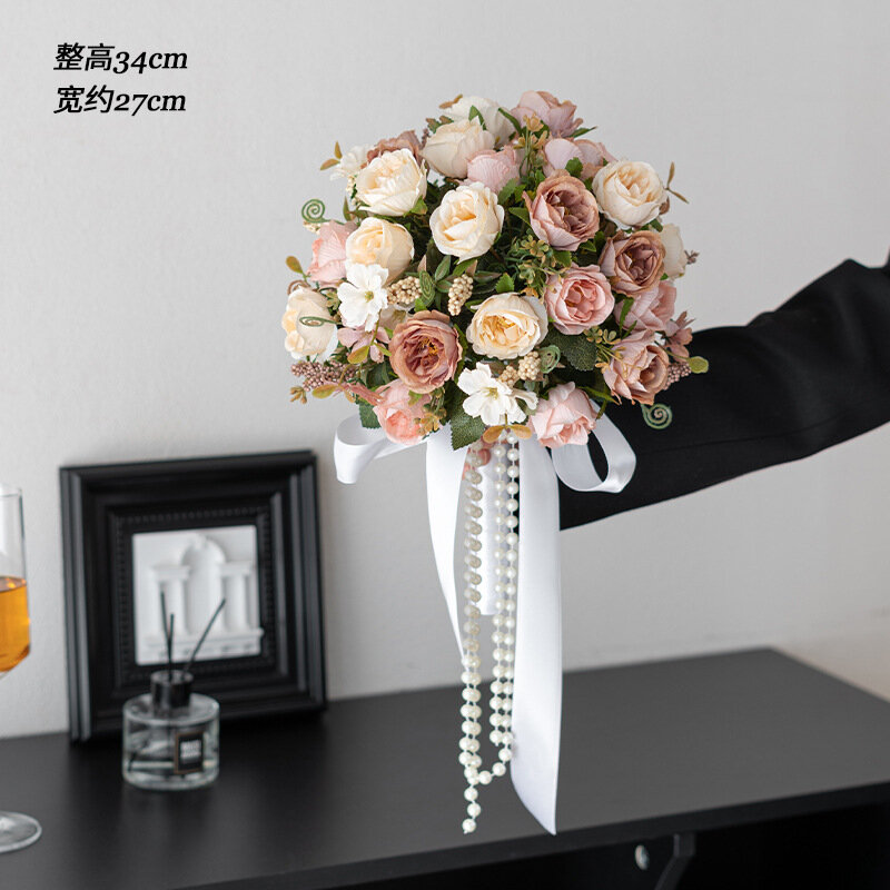 Европейский стиль легкой роскоши, высококачественные искусственные цветы, свадебный букет невесты, свидетельство о браке, ручные цветы, реалистичные цветы, декоративные аксессуары