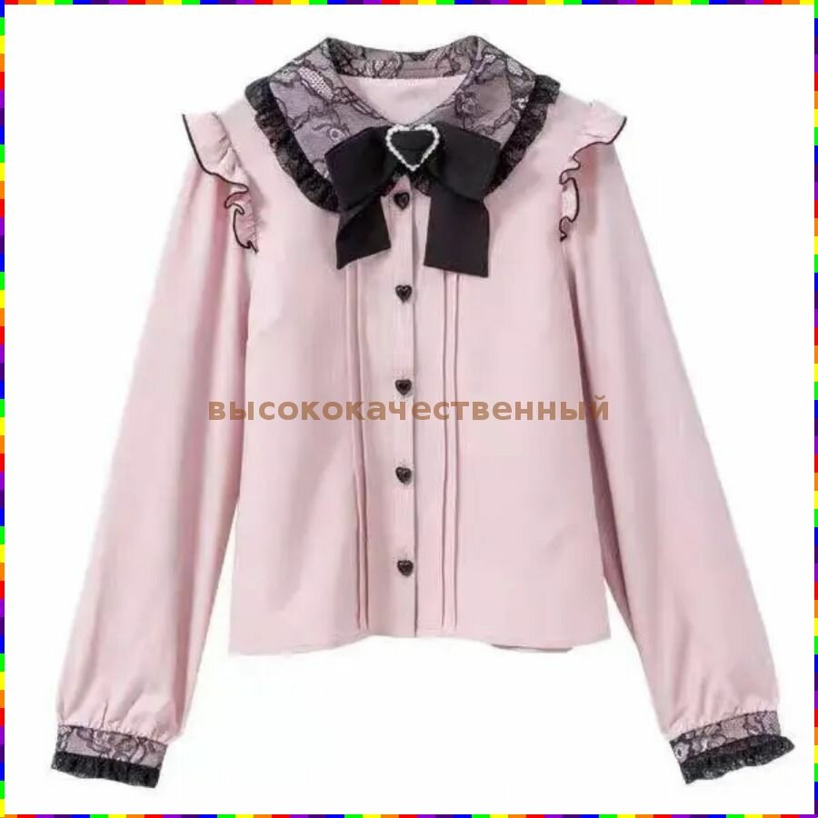 Блузка с кружевами и рюшами, стиль Y2K, с бантом, вдохновленная Лолитой