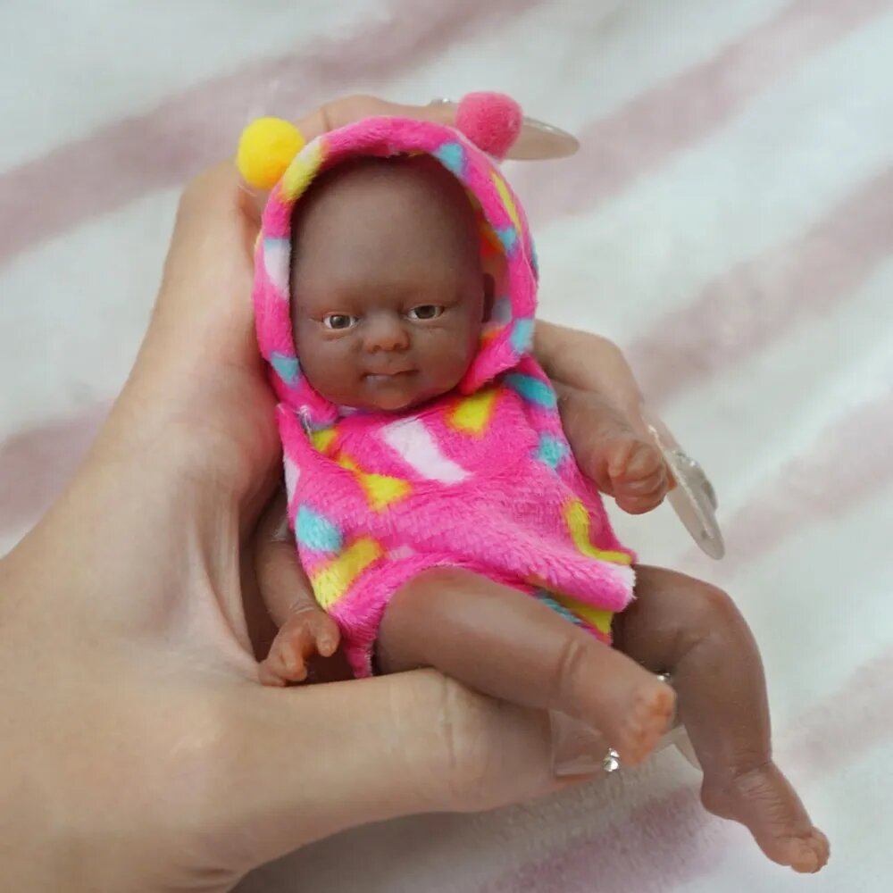 4,5-дюймовые мини-куклы Reborn Baby Dolls, черная силиконовая кукла-девочка, подарок на Рождество/день рождения для детей