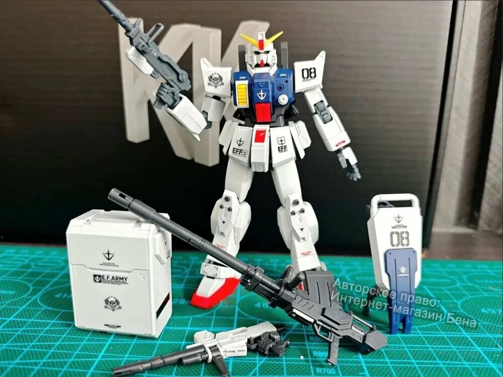 RX-79 G Gundam Ground Type, Aниме Mодель Гундам HG 1:144, Бесплатная подставка и наклейка