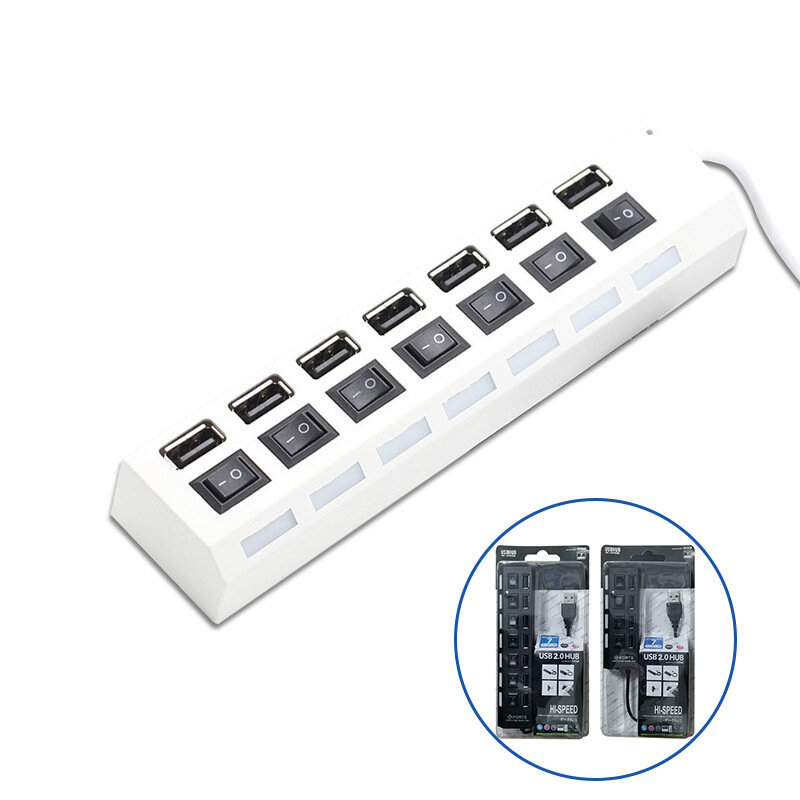 7-портовый HUB с независимым переключателем, один на семь, USB 2/3.0 разветвитель для ноутбука, высокоскоростная передача