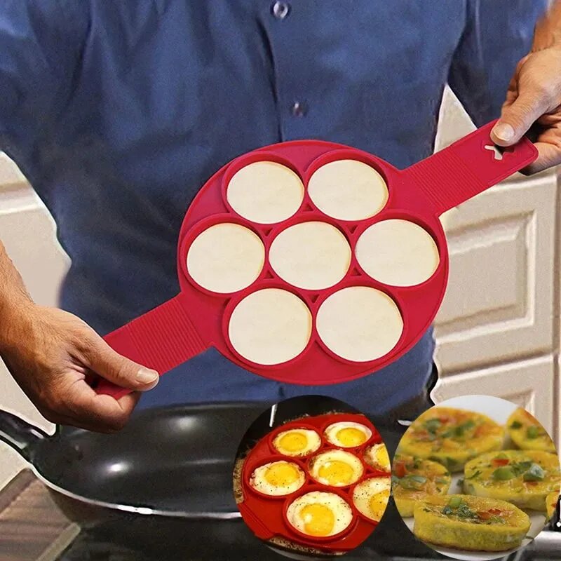 Форма для яичницы, 7 ячеек, круглая, силиконовая/металлическая, термостойкая1 шт