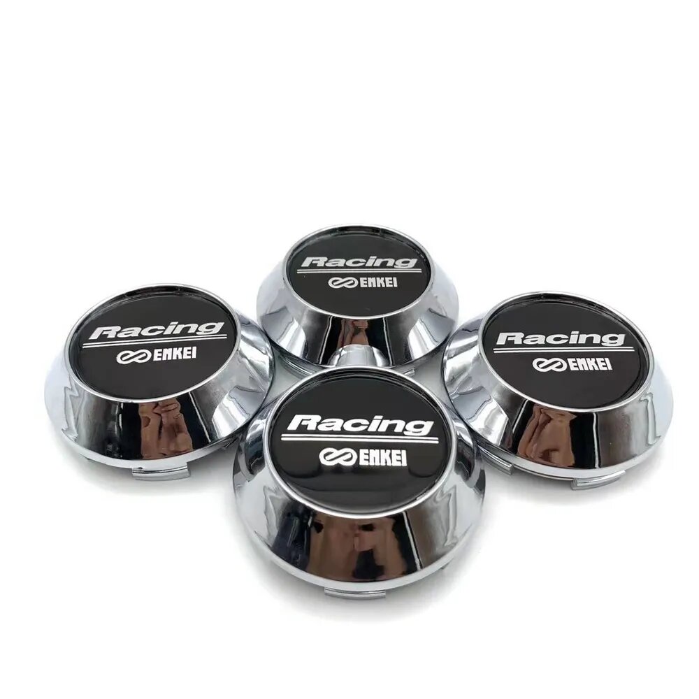 Колпаки ступицы колеса Enkei Racing, комплект 4 шт, серебристый цвет, диаметр 60 мм
