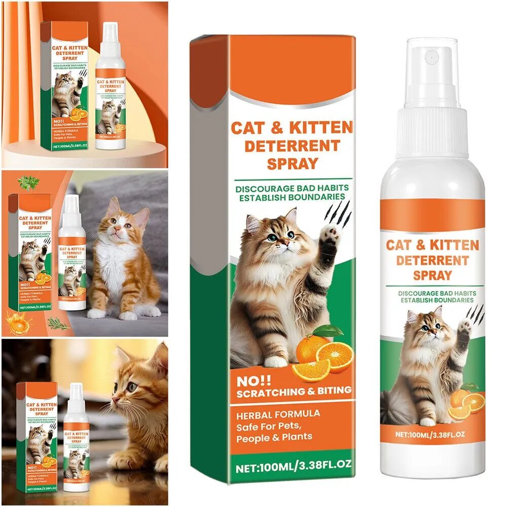 Спрей от кошек с натуральными эфирными маслами апельсина, бигардии, розмарина и тимьяна