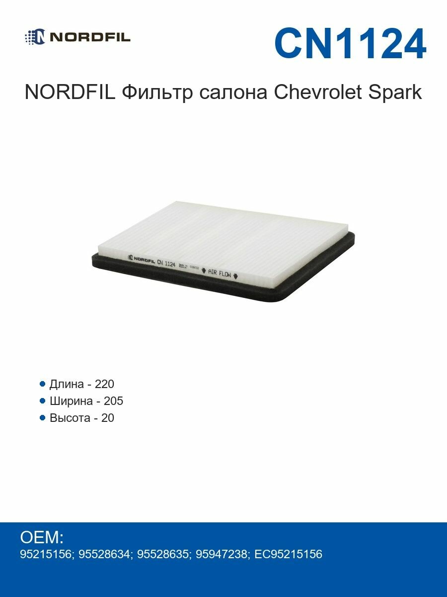 NORDFIL Фильтр салона Chevrolet Spark