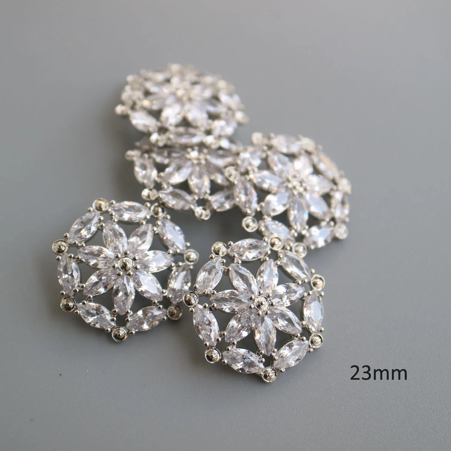 Пуговицы декоративные с фианитом, 5 шт, 23 мм, CX-071-5pc-round