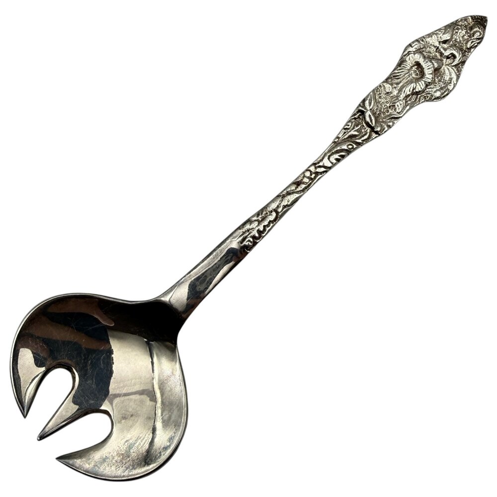 Ложка сервировочная "Антика" для салата, 24 см, белый металл, 1960-1970 гг, Европа