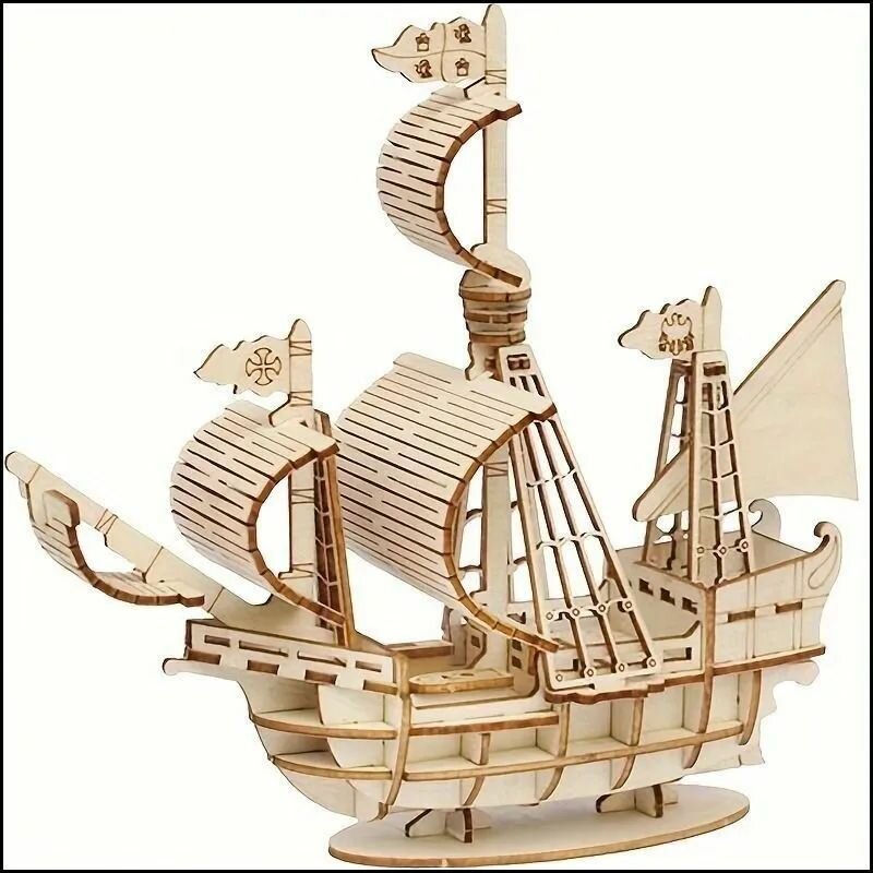 Эксклюзивный 3D конструктор парусника из дерева для детского творчества