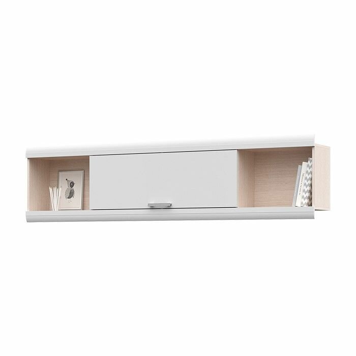 Полка настенная антресоль над кроватью с откидной дверцей для книг 195х48х27 см Симба