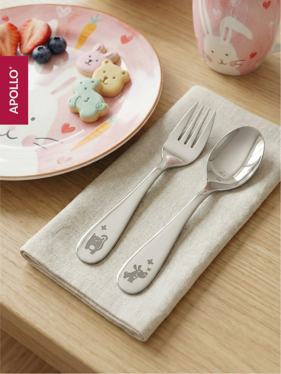 Набор детских столовых приборов, детская вилка и ложка для кормления Apollo, 2 предмета