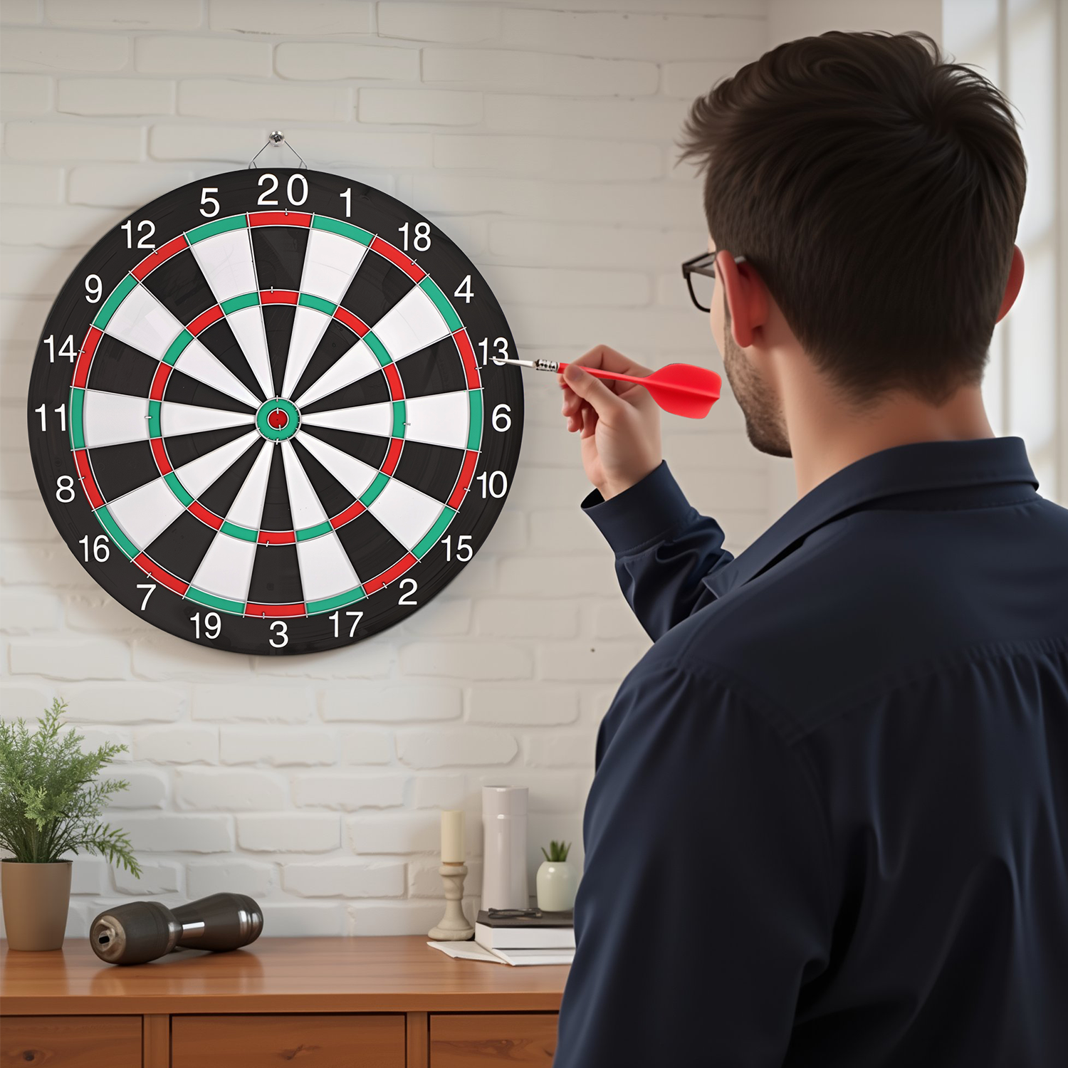 Набор для игры в дартс 15 дюймов, двухсторонняя мишень, 6 металлических дротиков