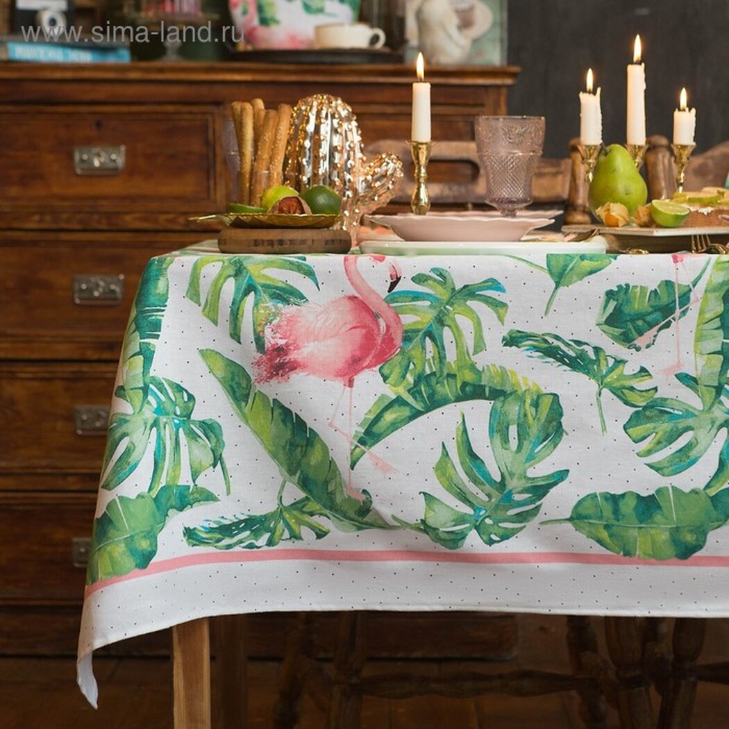 Скатерть «Доляна» Tropical kitchen, 180×144 см, 100% хлопок, 164 г/м²