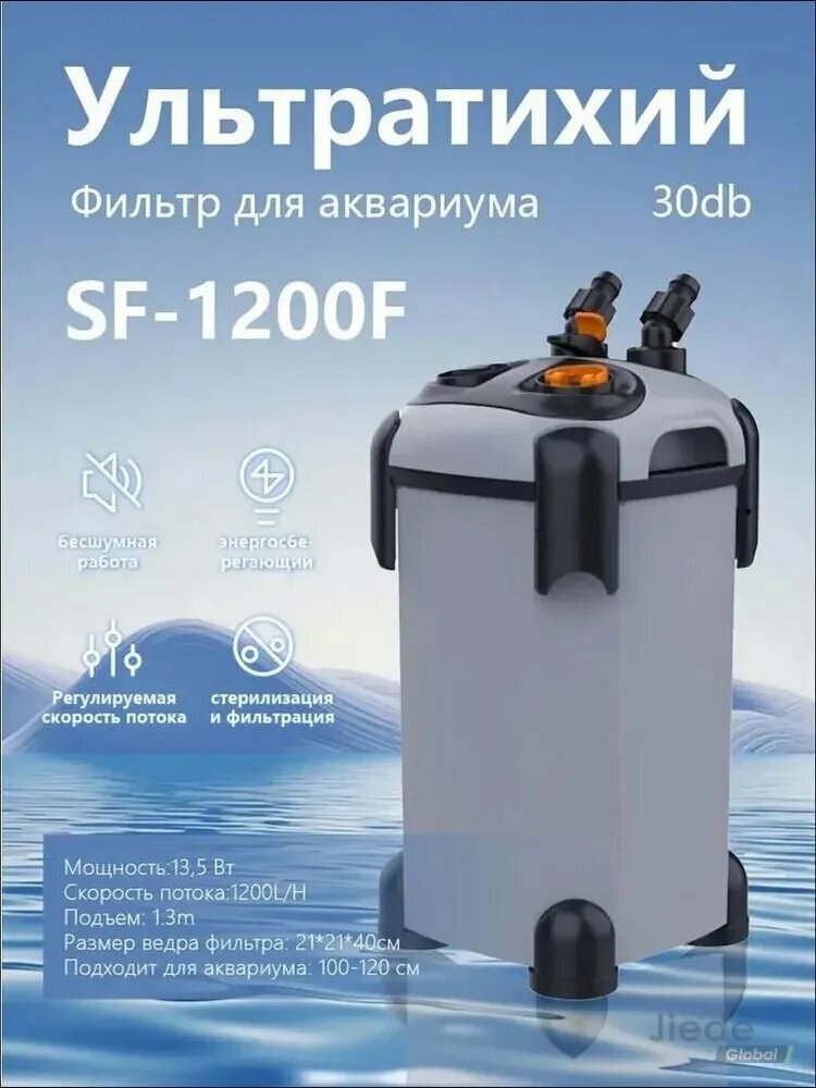 Внешний фильтр SOBO SF-1200F, с бактерицидной лампой, до 120см, серый