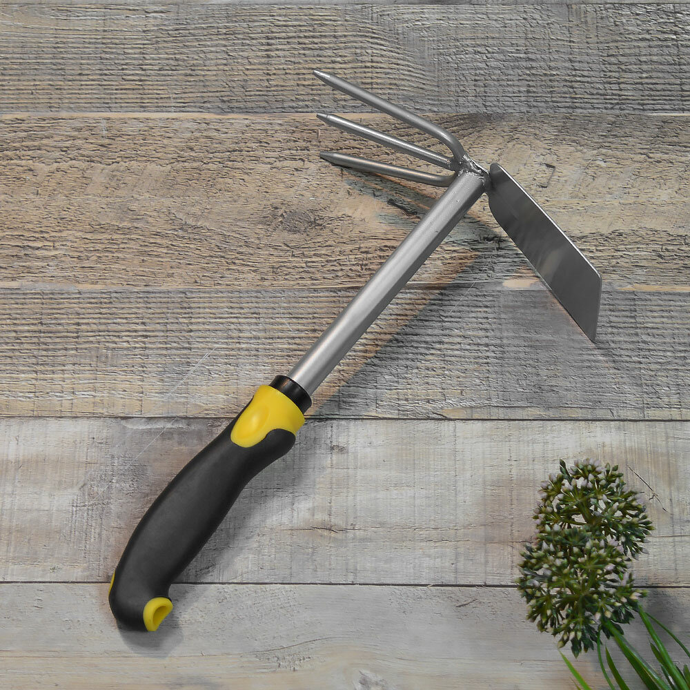 Мотыжка-рыхлитель садовая металлическая 29,5x7x18,8 см, эргономичная ручка, для прополки и рыхления