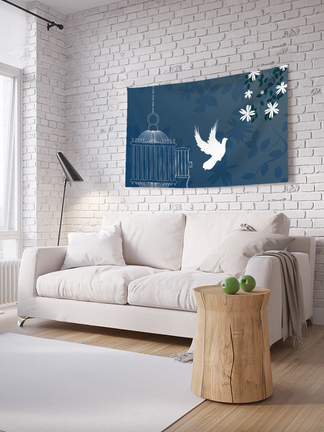 Фотопанно на стену горизонтальный постер 100х150 "Вылетевший из клетки голубь", JoyArty
