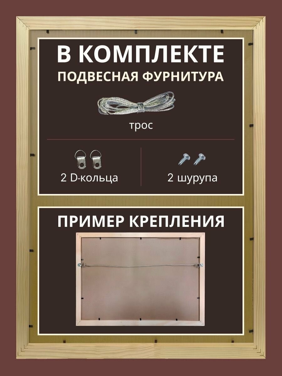 Багетная рама А4 из Дерева, с орг. стеклом и задником, а также подвесной фурнитурой - Профиль: 55 мм — фото 1