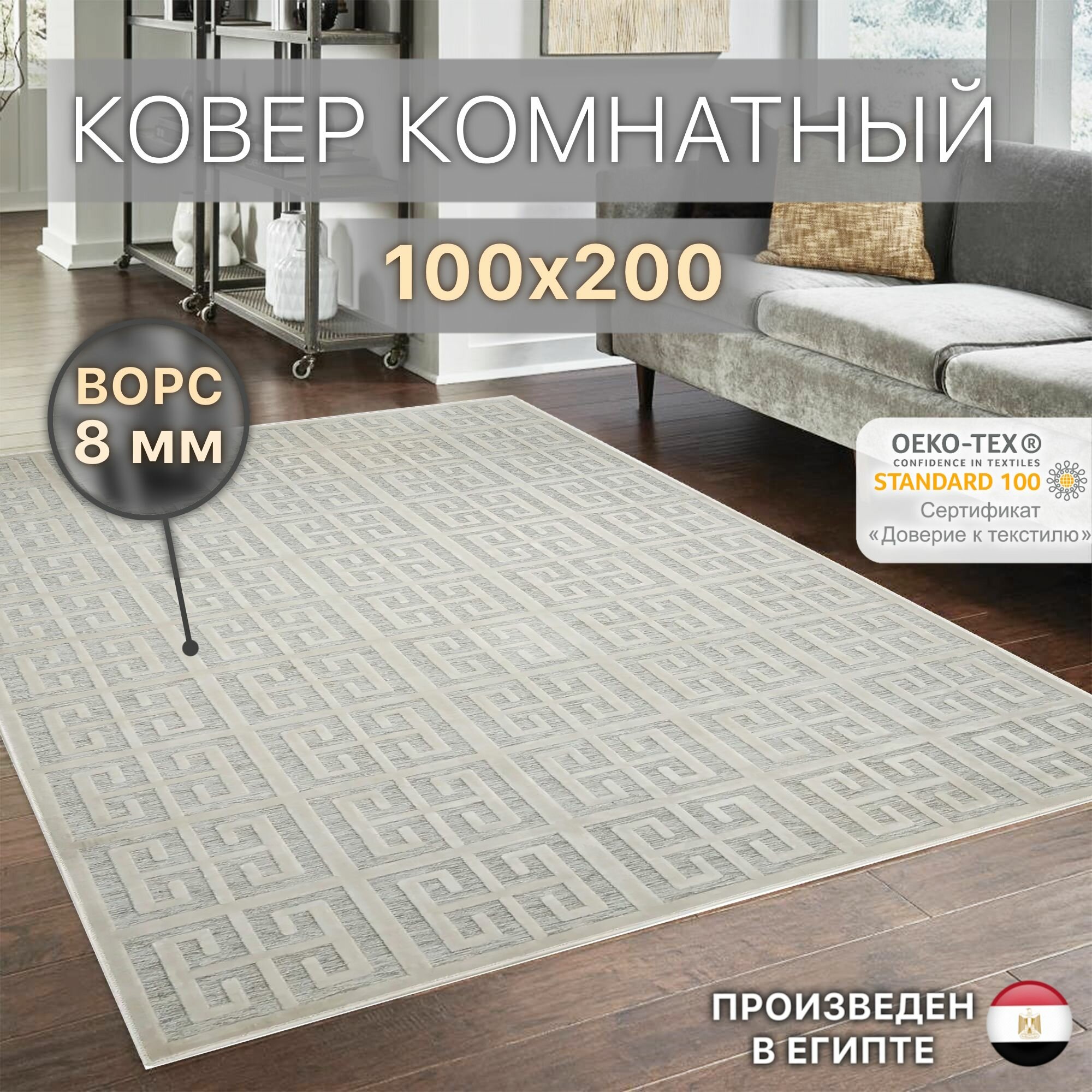 Комнатный ковер на пол в дом , гостиную, детскую Элис 100х200см /8020 I