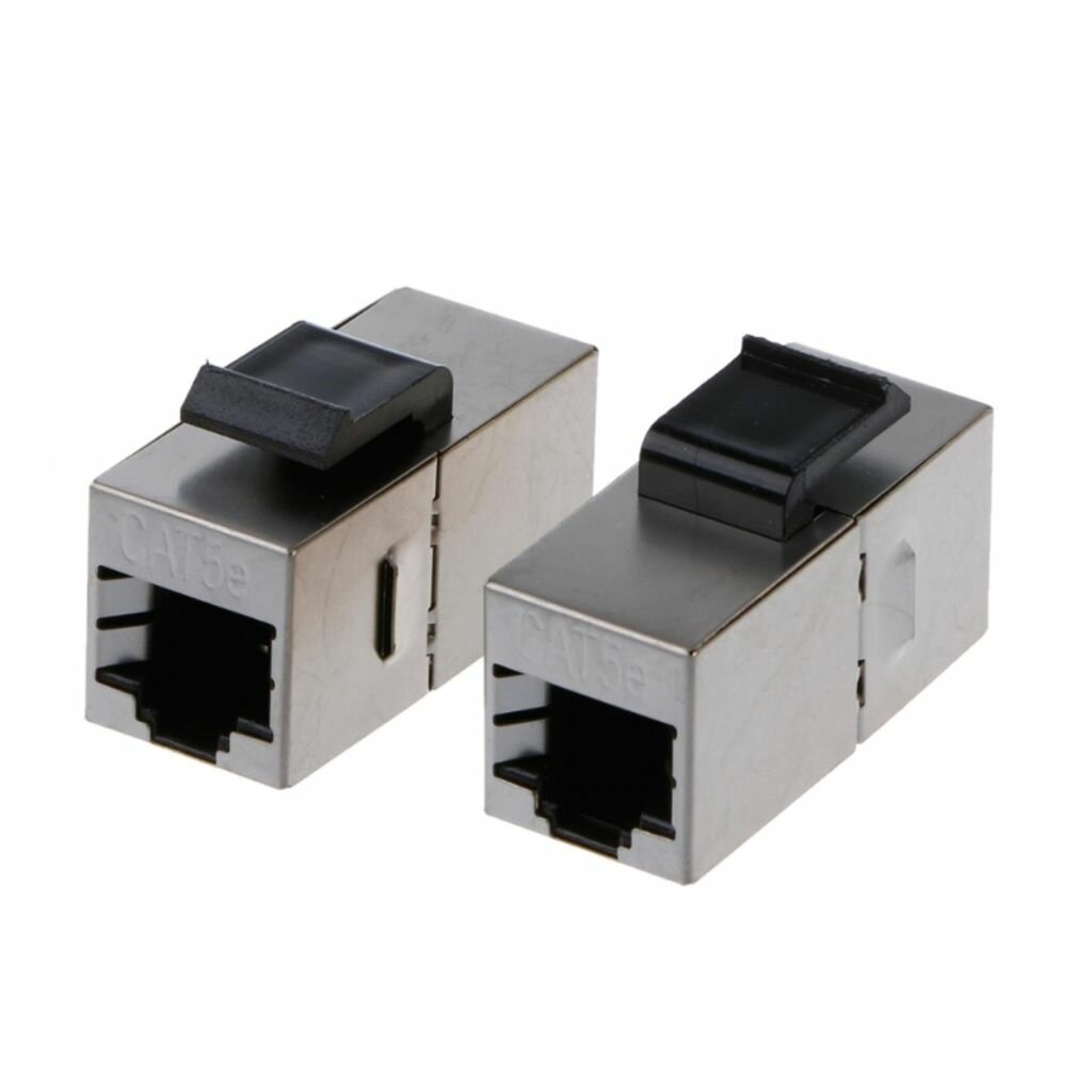 2 экранированных сквозных модульных разъема RJ45-Высшая категория 5