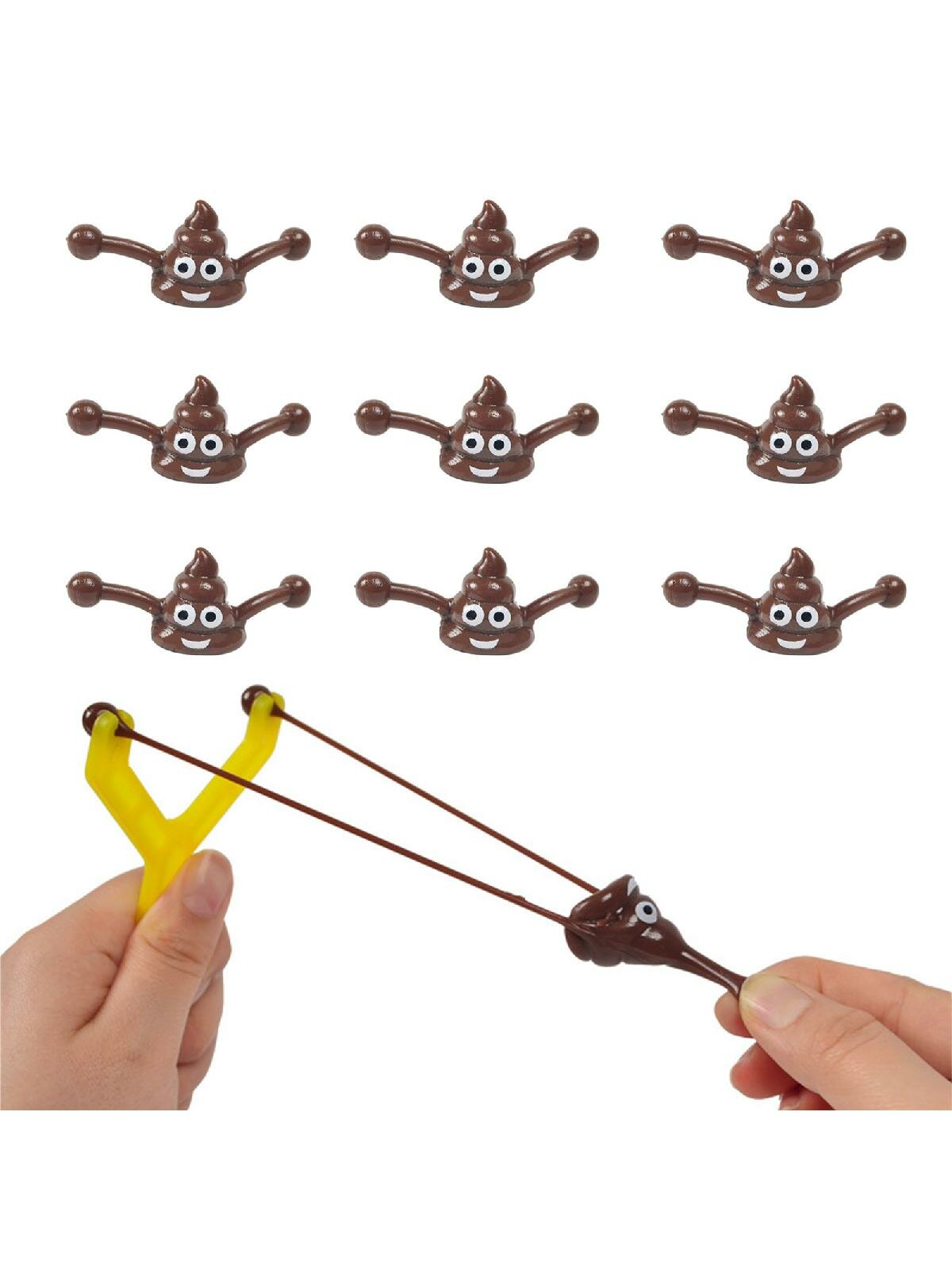 1 рогатка + 10 какашек катапульта какашка рогатка хитрая забавная игрушка (случайный цвет рогатки)