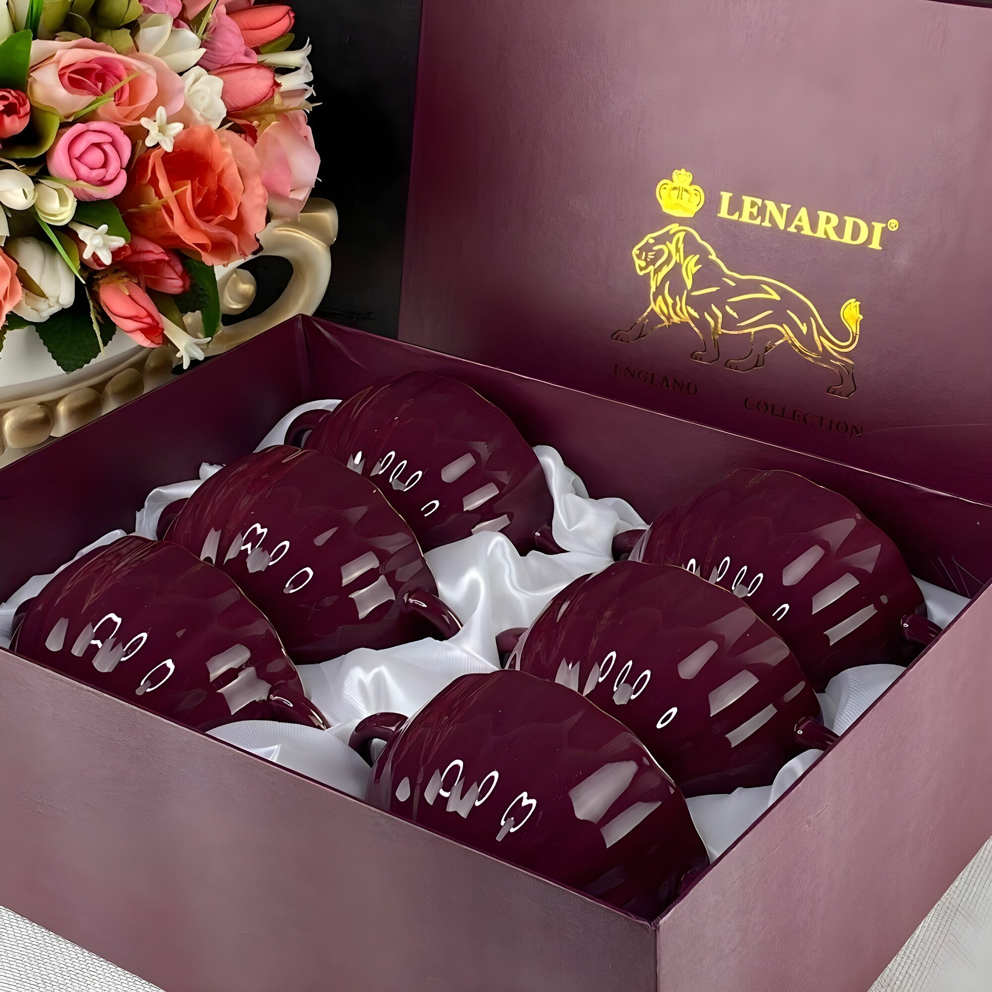 Набор тарелок 6 шт. глубоких суповых 350 мл, набор бульонниц с ручками на 6 персон, набор фарфоровых супниц Lenardi