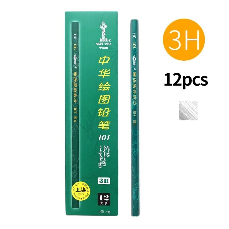 Angel Mark Профессиональные деревянные карандаши для рисования 12 шт Зеленый, 3H-12Pcs