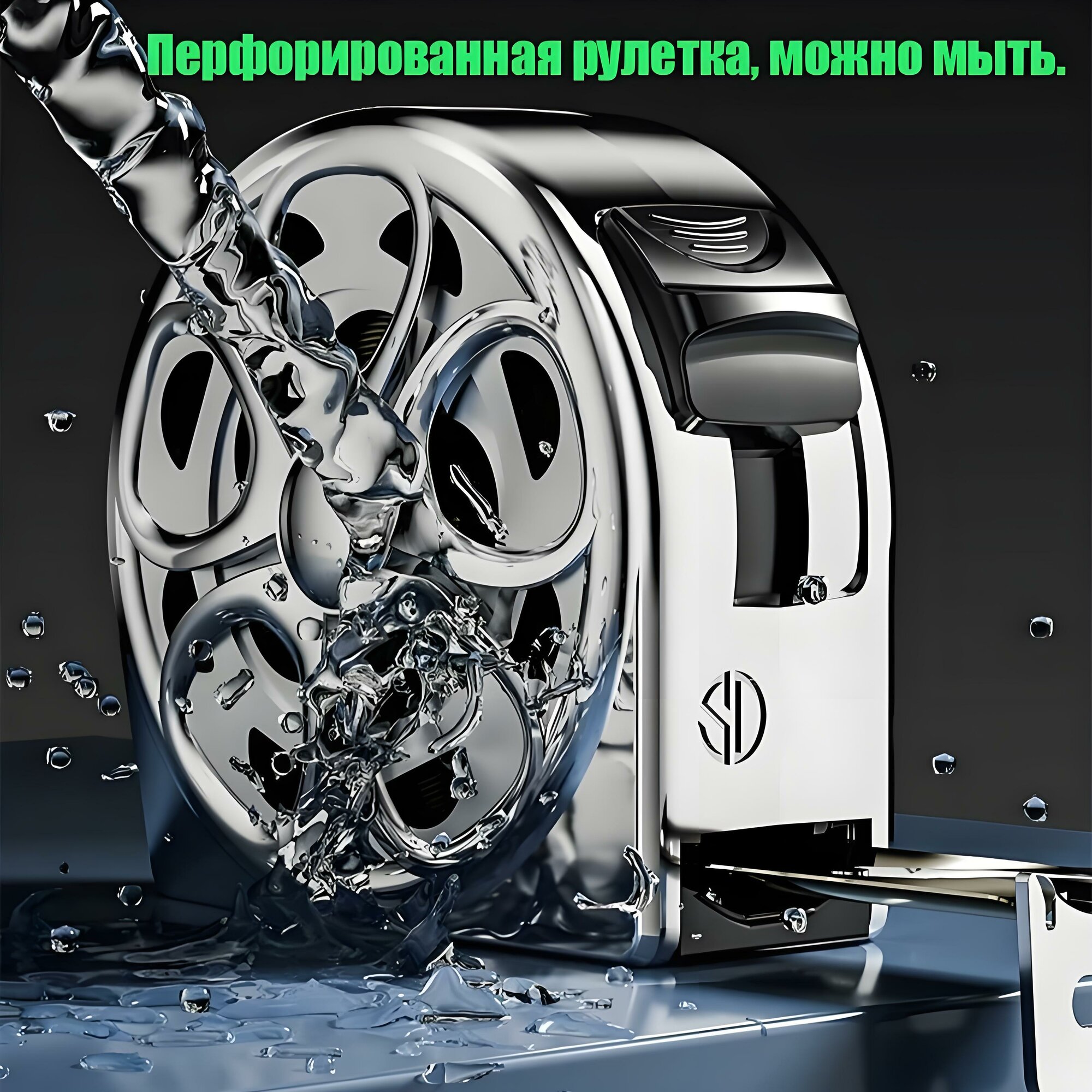 Водонепроницаемая рулетка, нержавеющая сталь, 5 метров, 19 мм, автоматический фиксатор, ударопрочный корпус